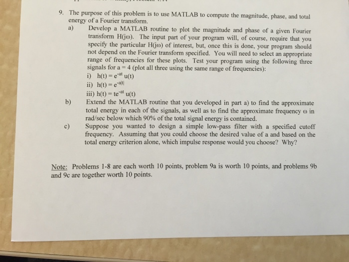 Solved 9. The purpose of this problem is to use MATLAB to | Chegg.com