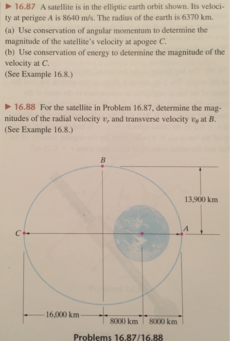Solved a satellite is in the elliptic earth orbit shown. | Chegg.com