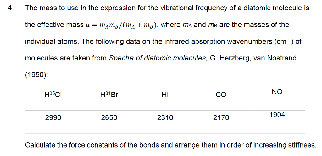 Solved 4. The mass to use in the expression for the | Chegg.com