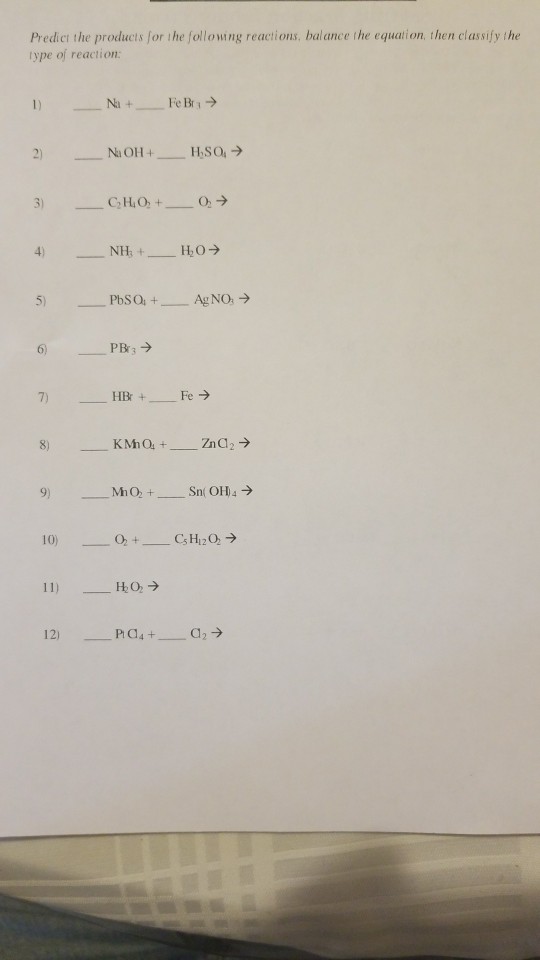Solved Predict the products for the following reactions, | Chegg.com