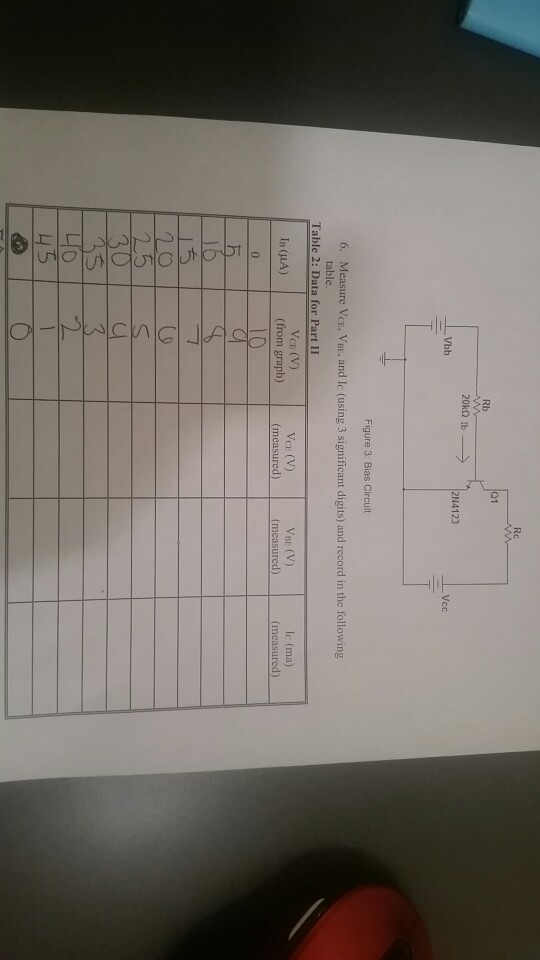 Rc Rb 2N4123 Vcc Vbb Figure 3: Bias Circuit 6. | Chegg.com