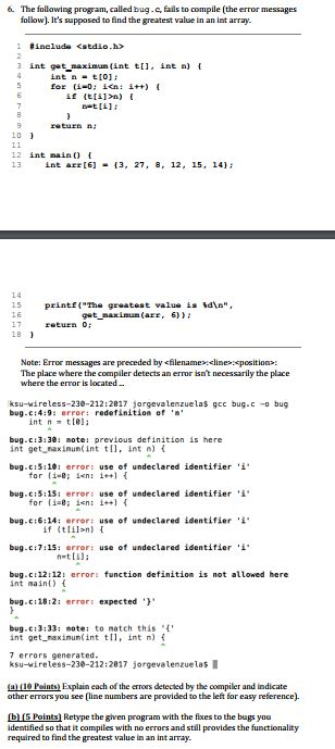 Solved The following program, called bug fails to compile | Chegg.com