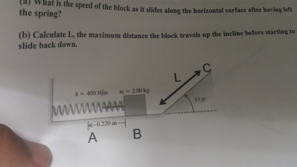 Solved a) What is the speed of th e block as it slides along | Chegg.com