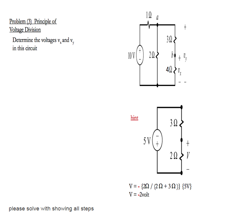 Solved Problem (3) Principle of Voltage Division Determine | Chegg.com