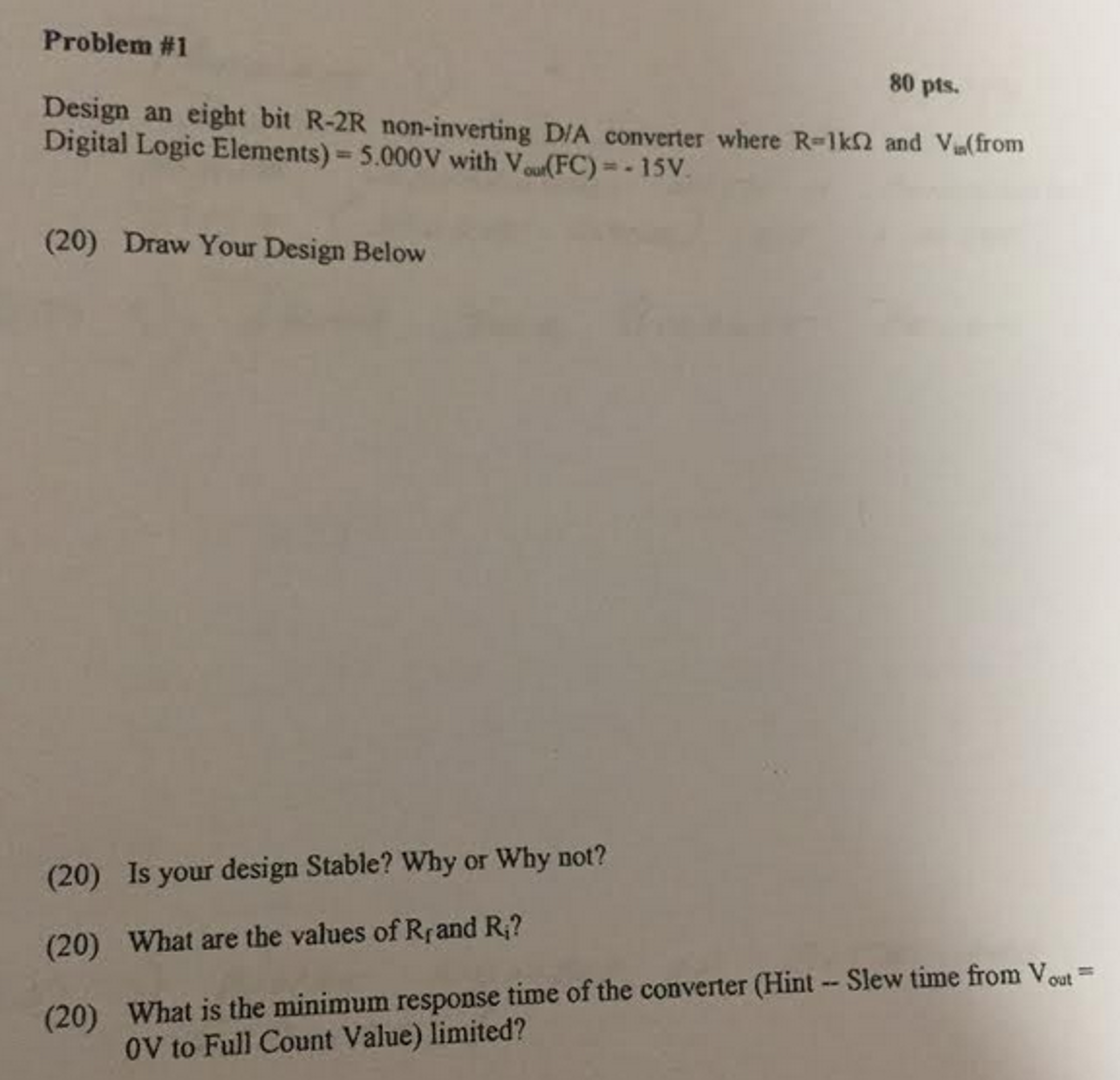 Solved Design an eight bit R-2R non-inverting D/A converter | Chegg.com