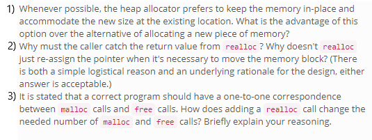 Solved The following implementation of realloc (language C) | Chegg.com