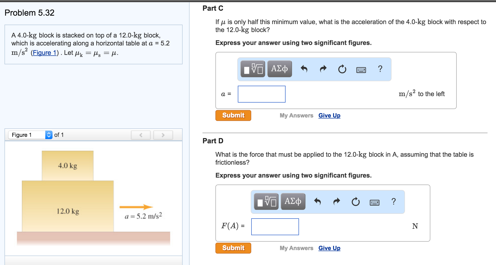 Solved A 4.0-kg block is stacked on top of a 12.0-kg block, | Chegg.com
