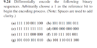 Solved 9.24 Differentially encode the following binary | Chegg.com