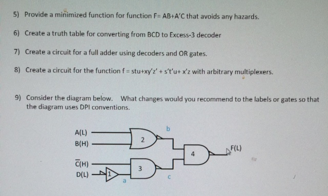Solved 5) Provide a minimized function for function F- | Chegg.com