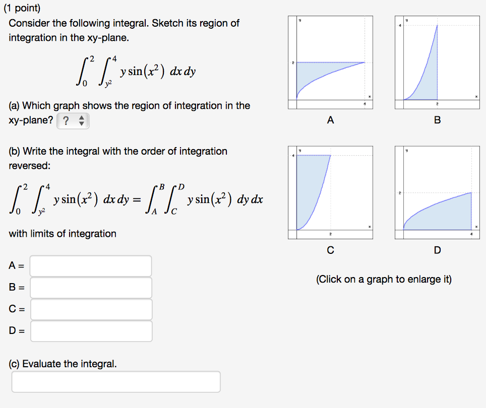 Solved (1 point) Consider the following integral. Sketch its | Chegg.com