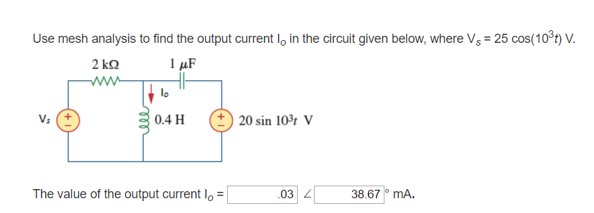 Solved Use mesh analysis to find the output current Io in | Chegg.com