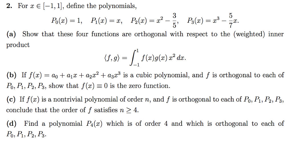 Solved 2. For ? ? 1-1, 1], define the polynomials. (a) Show | Chegg.com