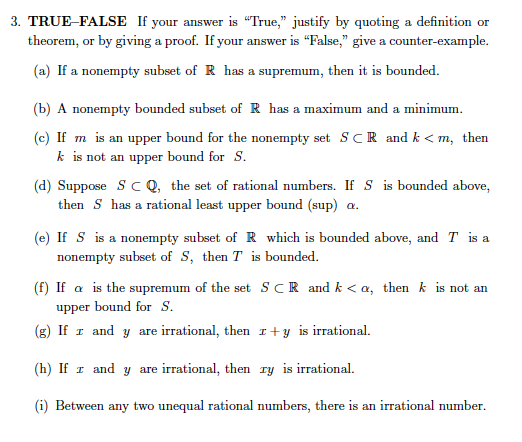 Solved If your answer is "True, " justify by quoting a | Chegg.com