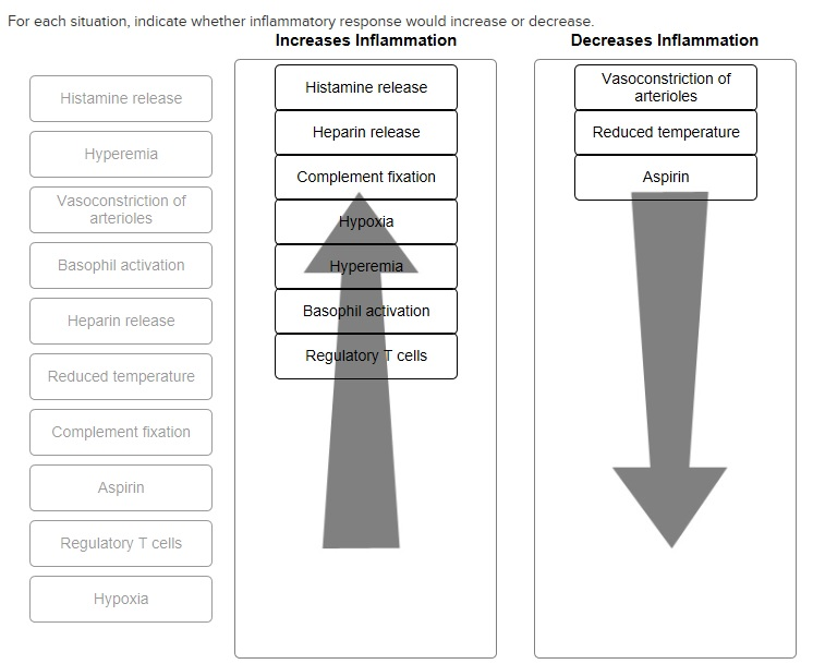 Solved For each situation, indicate whether inflammatory | Chegg.com