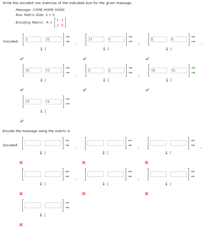 Solved Write the uncoded row matrices of the indicated size | Chegg.com
