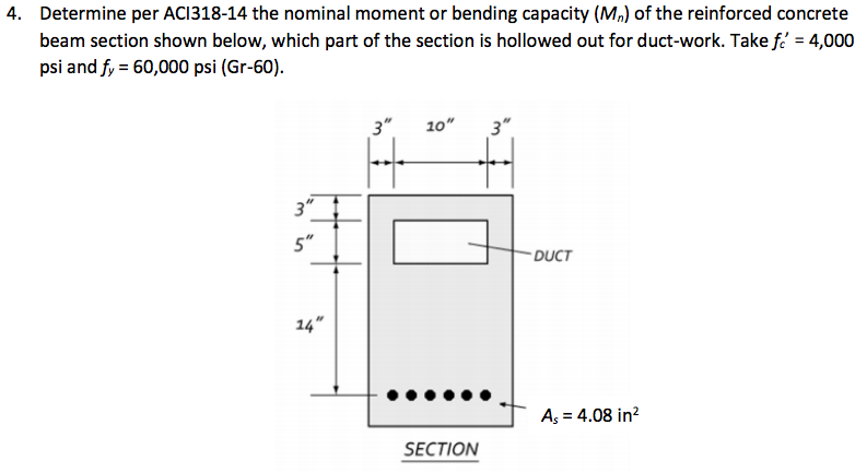 Solved Determine per ACI318-14 the nominal moment or bending | Chegg.com