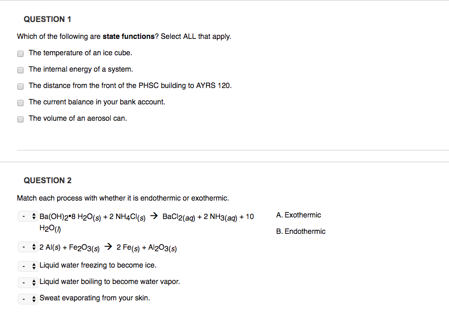 Solved Which of the following are state functions? Select | Chegg.com