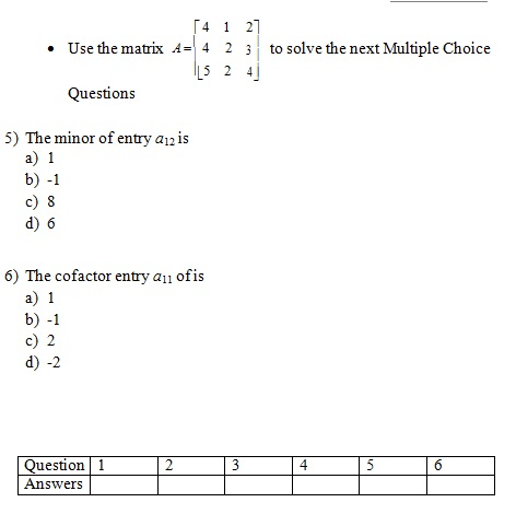 Solved Q2. Choose the correct answer 4x 16 1) The matrix j | Chegg.com