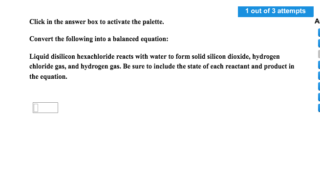 Solved 1 out of 3 attempts Click in the answer box to | Chegg.com