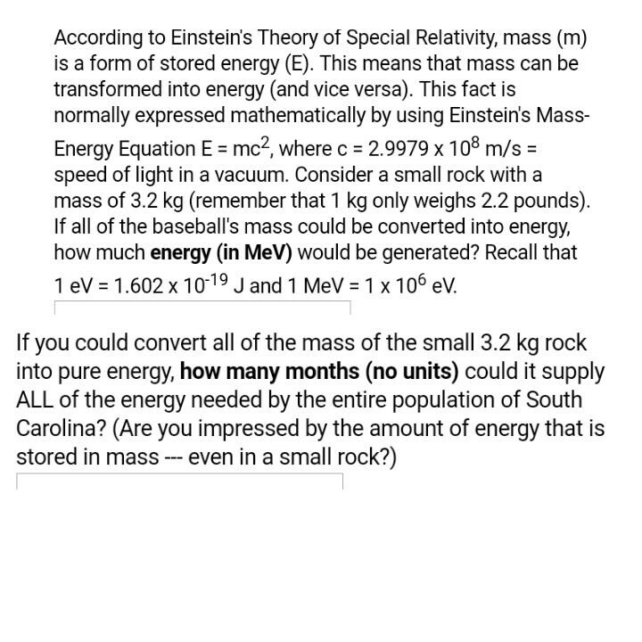 Solved According to Einstein's Theory of Special Relativity, | Chegg.com