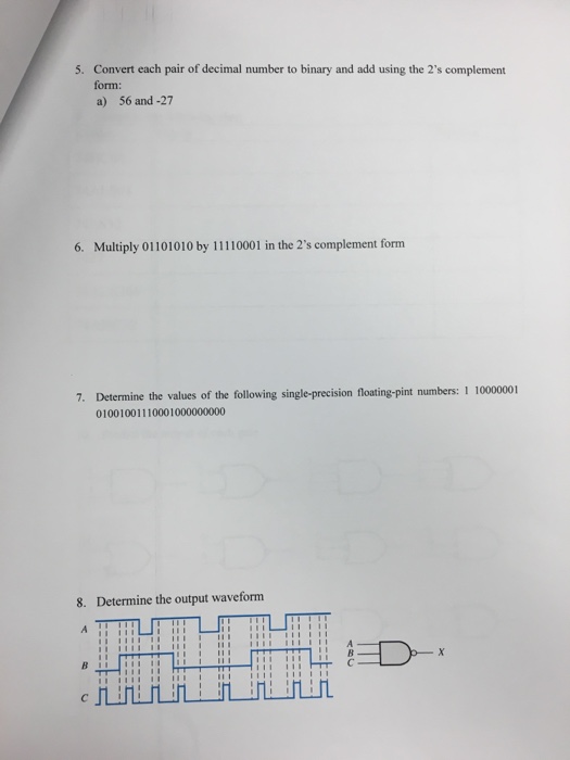 Solved Convert Each Pair Of Decimal Number To Binary And Add