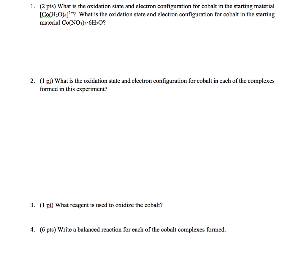 Solved Spectroscopy of Octahedral Cobalt Complexes - | Chegg.com