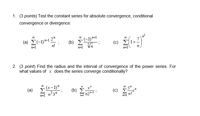 Solved Test the constant series for absolute convergence: | Chegg.com