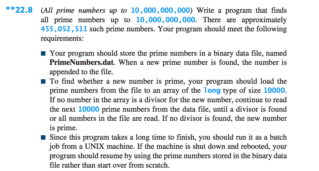 Solved (All prime numbers up to 10,000,000,000) Write a | Chegg.com