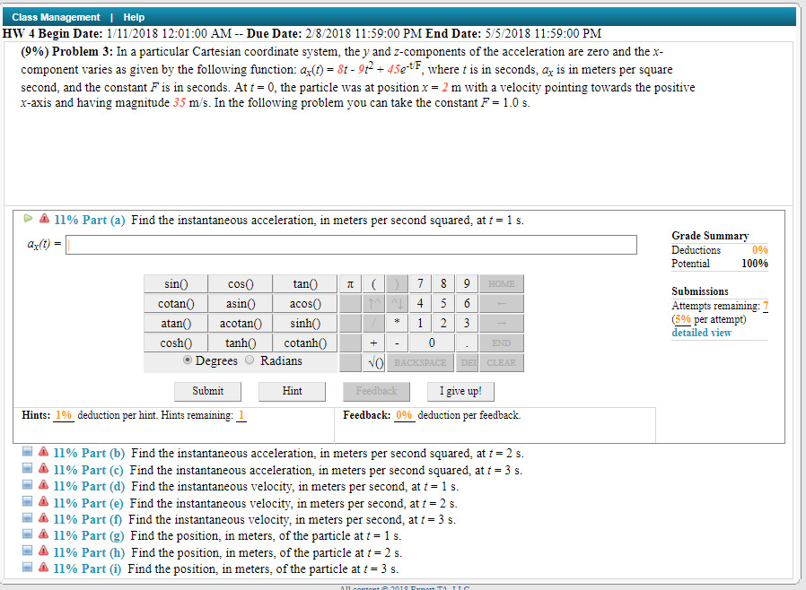 Solved Class Help HW 4 Begin Date: 1/11/2018 12:01:00 AM - - | Chegg.com