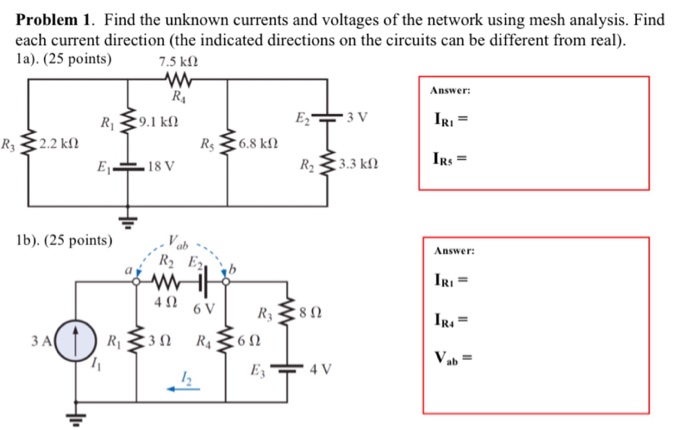Solved Find the unknown currents and voltages of the network | Chegg.com
