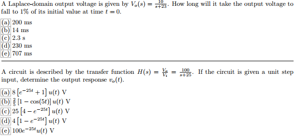 Solved A Laplace-domain output voltage is given by V_o(s) = | Chegg.com