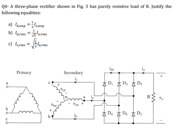 Solved A three-phase rectifier shown in Fig. 3 has purely | Chegg.com