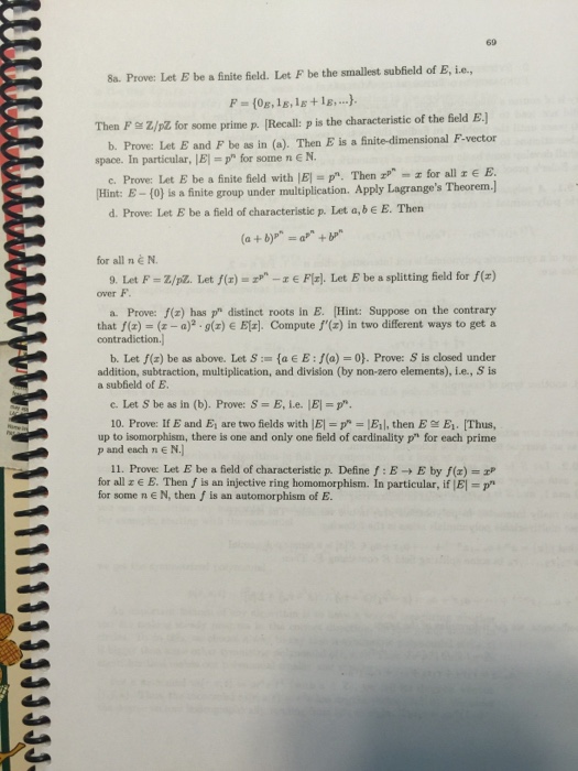 Solved Prove: Let E be a finite field. Let F be the smallest | Chegg.com