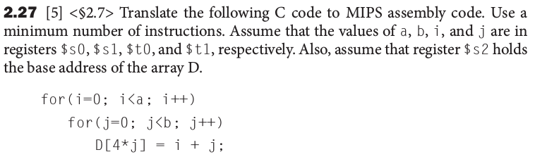 Solved 2.27 [5] Translate the following C code to | Chegg.com