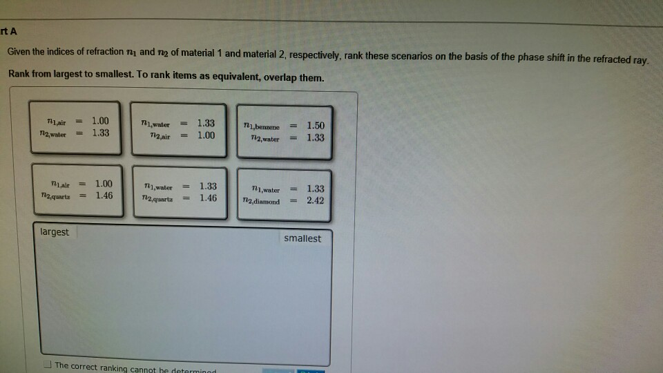 Solved Given the indices of refraction n_1 and n_2 of | Chegg.com
