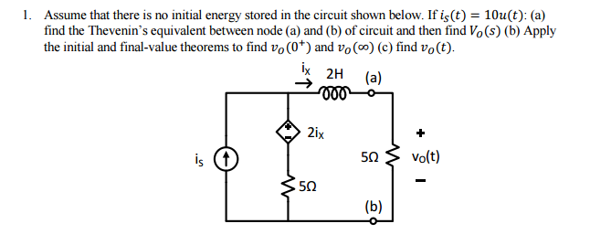 Solved Assume that there is no initial energy stored in the | Chegg.com
