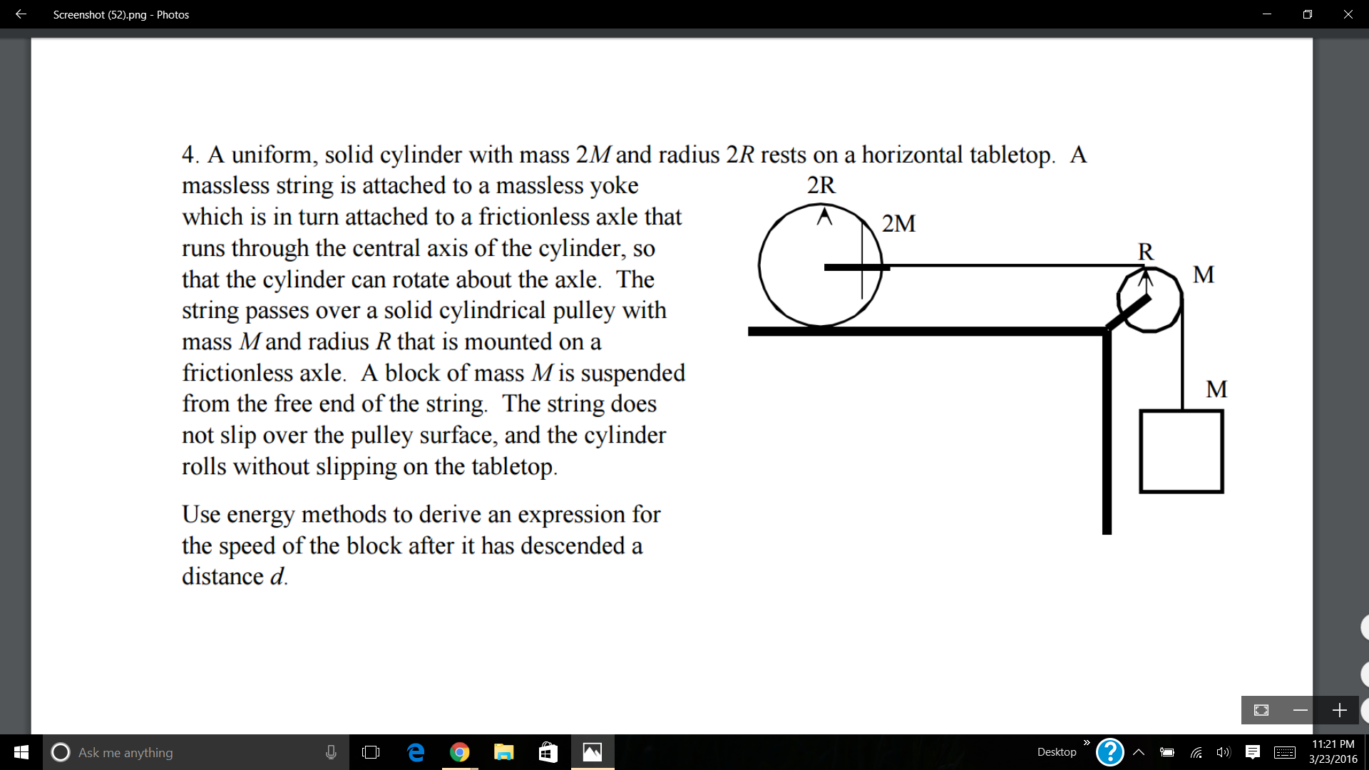 Solved: A Uniform, Solid Cylinder With Mass 2M And Radius ... | Chegg.com