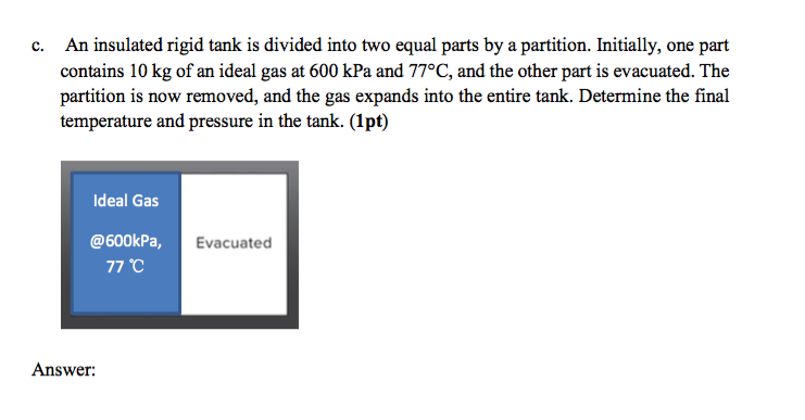Solved An insulated rigid tank is divided into two equal | Chegg.com