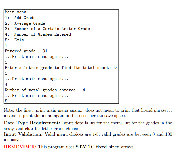 Solved Grade Book (grades.c) will Write a menu driven | Chegg.com