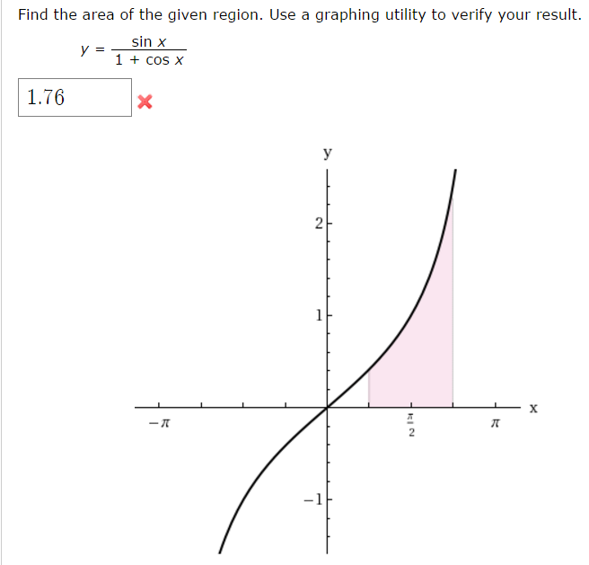 Solved Find the area of the given region. Use a graphing | Chegg.com