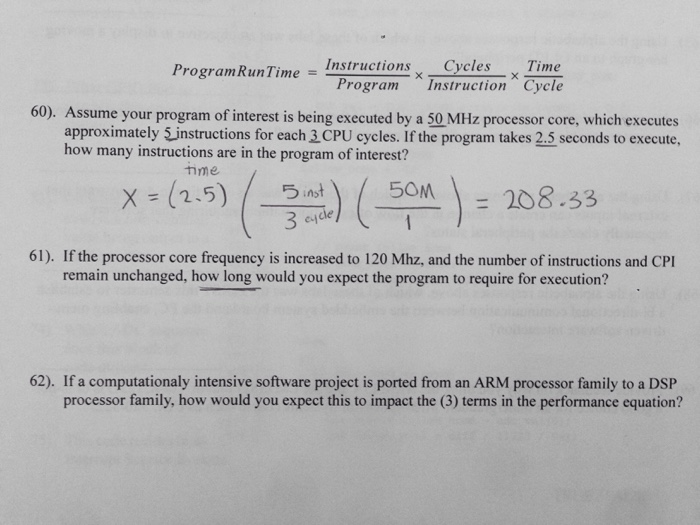 Solved ProgramRunTime=Instructions/Program times | Chegg.com