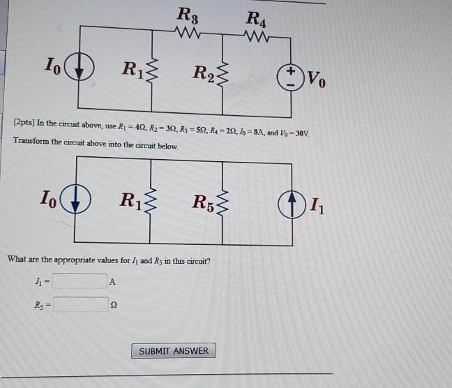 Solved [2pts] In the circut above, use R1 = 49, R2-3o, R3 = | Chegg.com