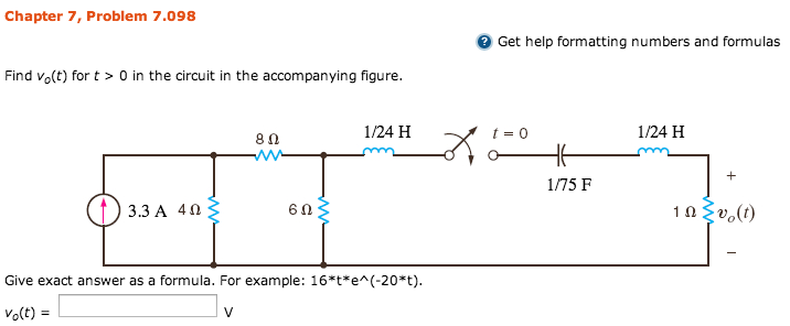 Solved Find V0(t) for t > 0 in the circuit in the | Chegg.com
