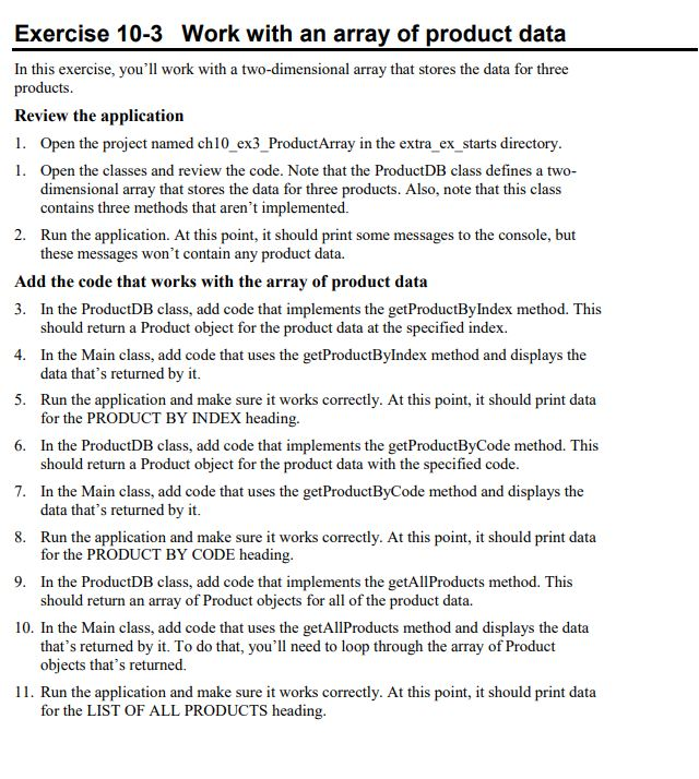 Solved Exercise 10-3 Work with an array of product data In | Chegg.com