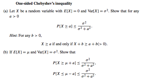 Solved one-sided Chebyshev's inequality Let X be a random | Chegg.com
