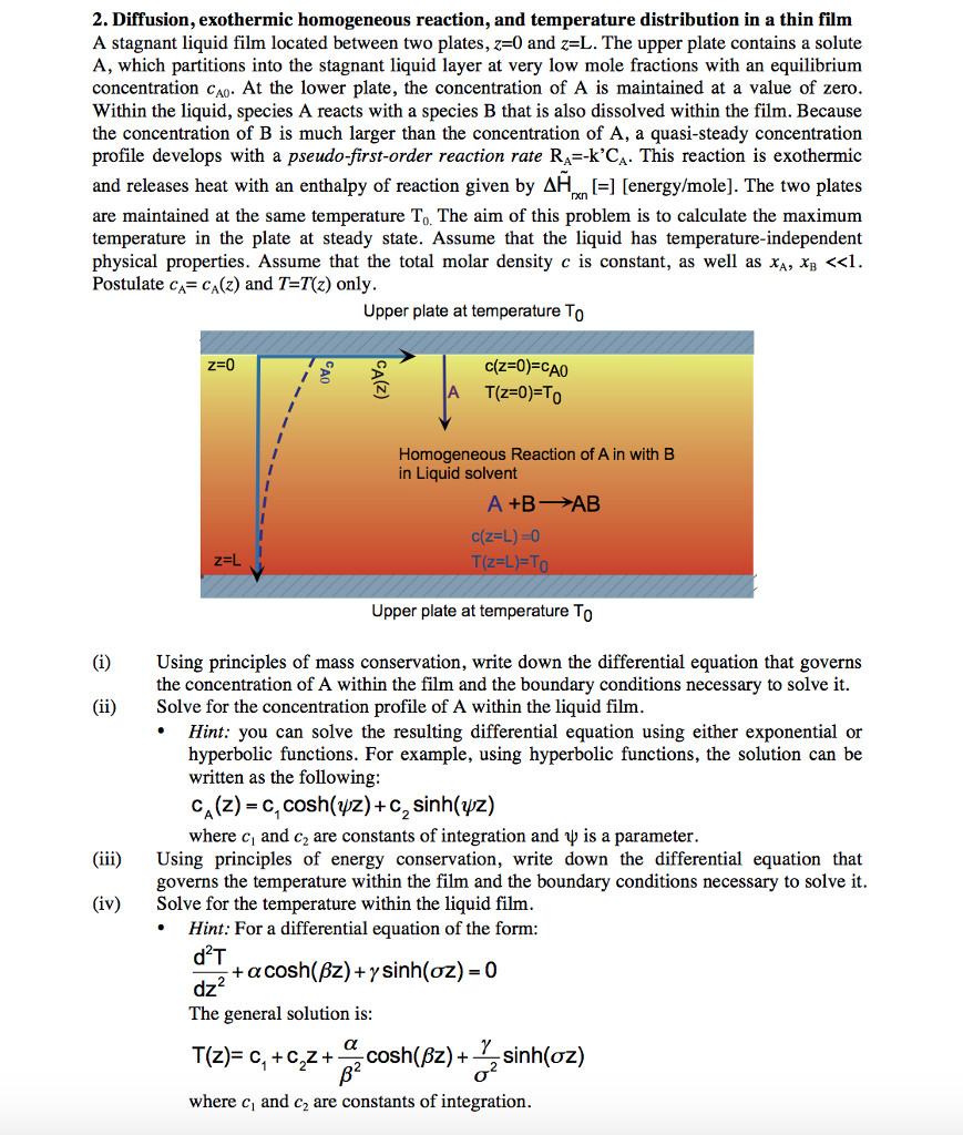 Solved A stagnant liquid film located between two plates, | Chegg.com