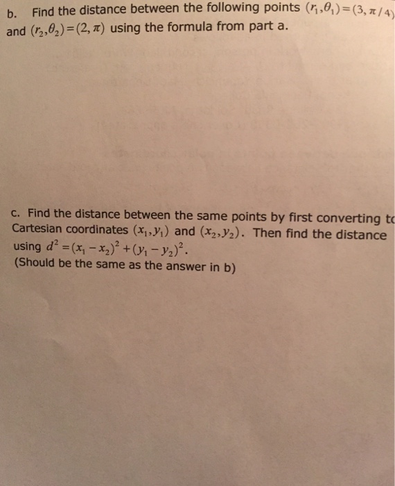 Solved Find the distance between the following points (r_1, | Chegg.com