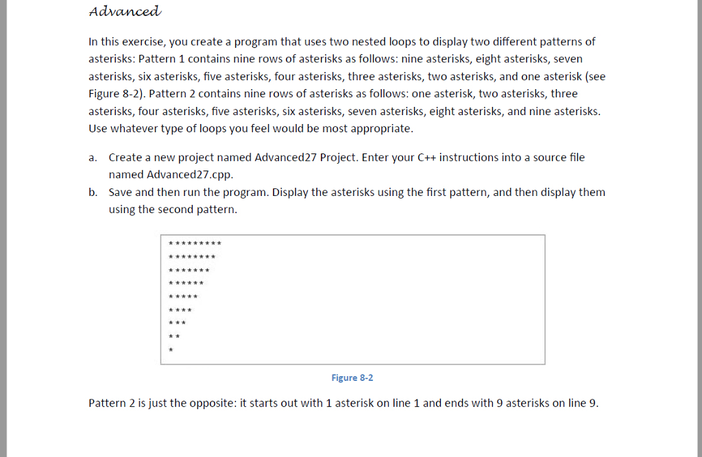 Solved Advanced In This Exercise You Create A Program That
