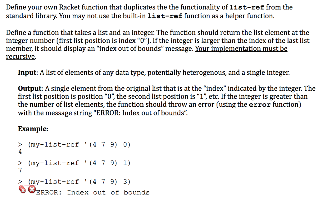 Solved Define Your Own Racket Function That Duplicates The 