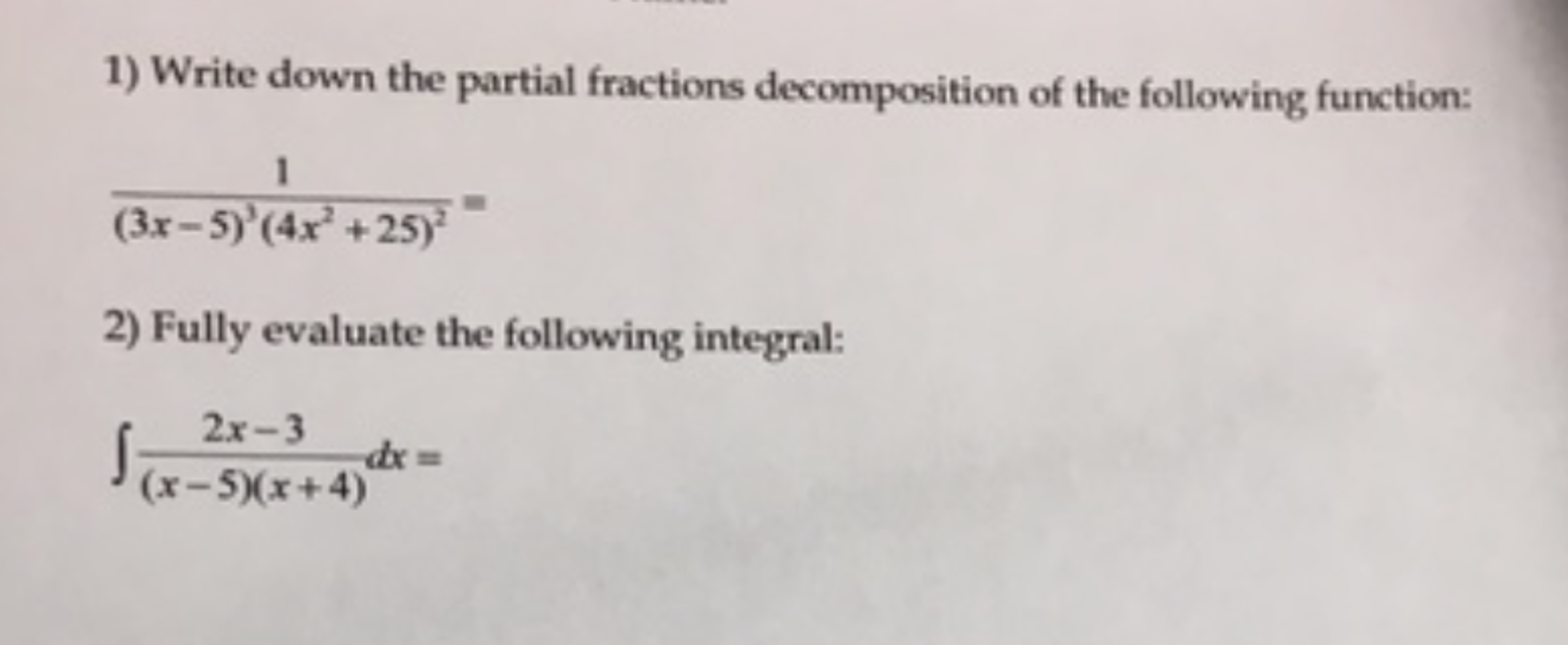 Solved Write down the partial fractions decomposition of the | Chegg.com